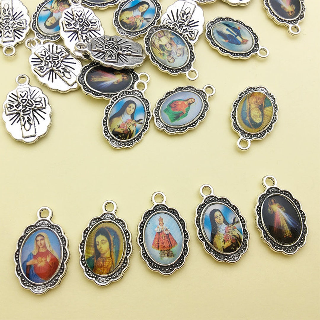 10/20/30pcs Mix Bulk Our Lady Medal Charm,religious Medal Pendant ...