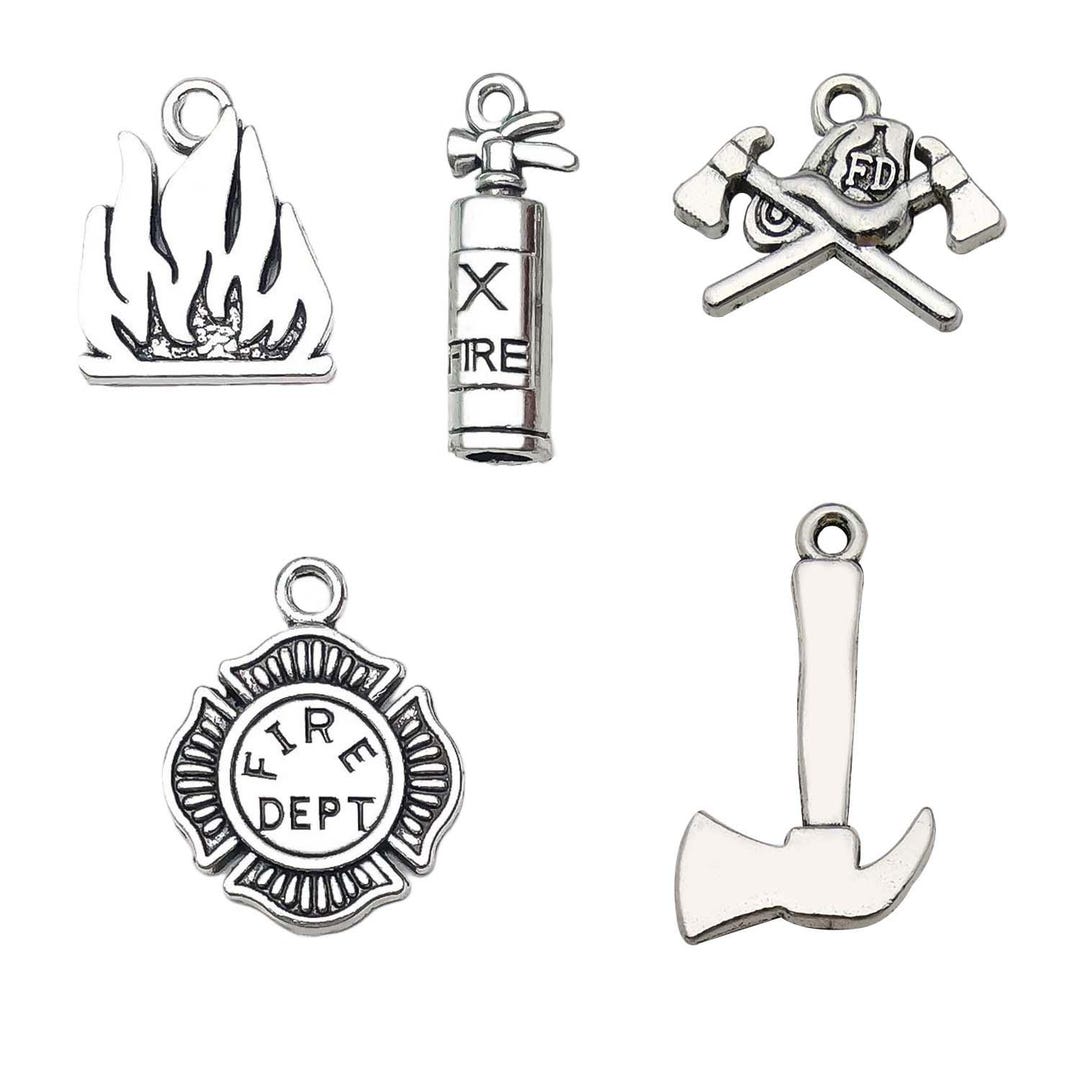 10/20/30pcs Fireman Charms Alloy Axe, Fire Extinguisher, Flame Pendants ...