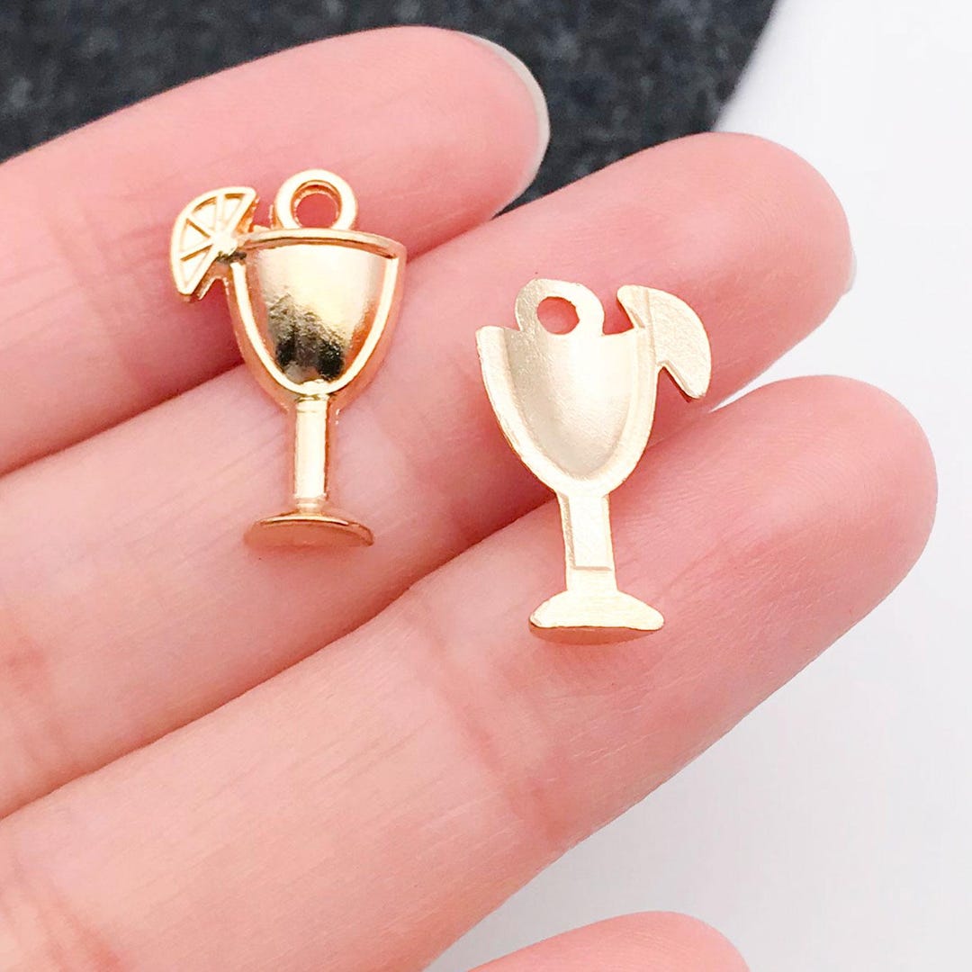 50pcs 10*18mm KC Golden Wine Glass Charms Alloy Red Wine Pendants for ...