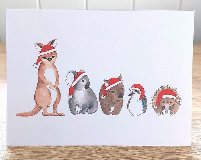 Set of 5 Australian Animal Christmas Cards - Hand Designed Christmas ...