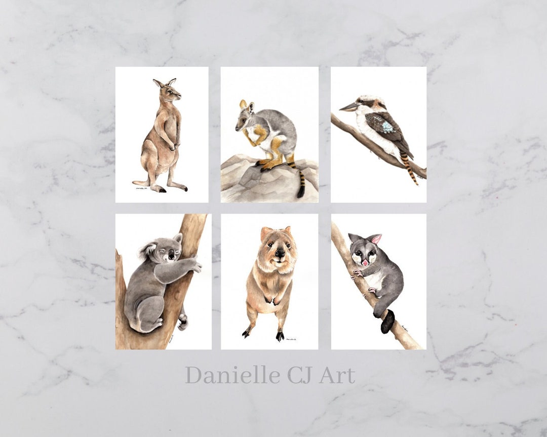 Digital Download - Australian Animal Artwork Set of Six - Kangaroo ...