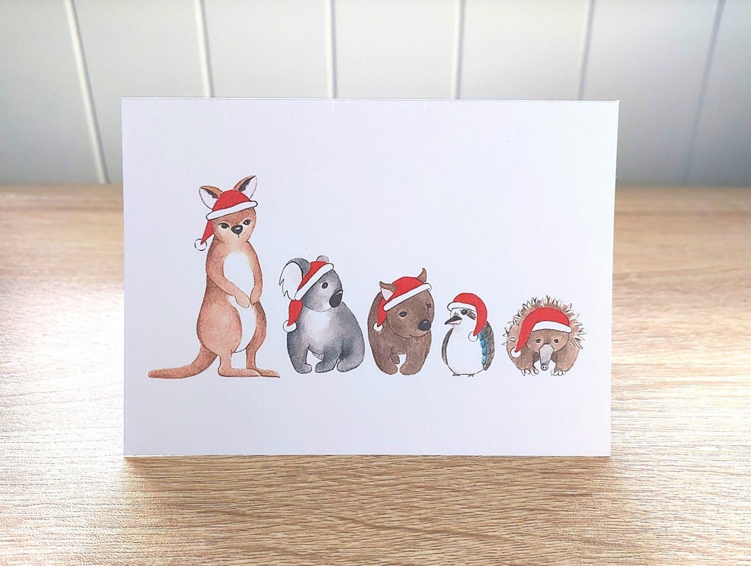 Set of 5 Australian Animal Christmas Cards - Hand Designed Christmas ...