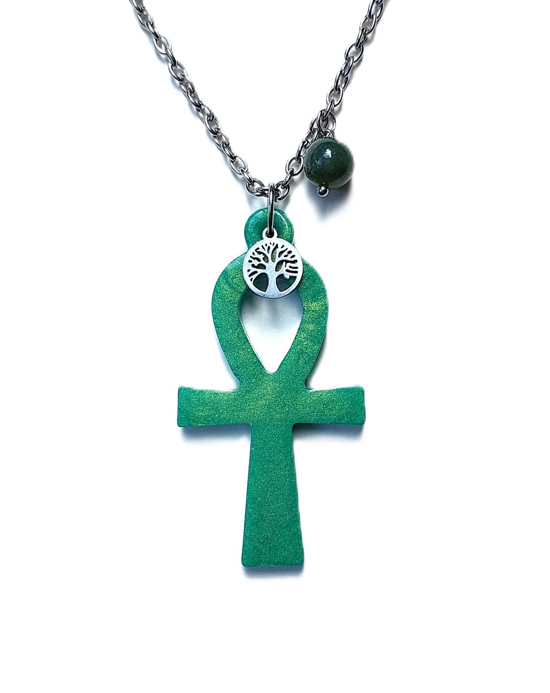 Green Ankh and Tree Necklace - Etsy Australia
