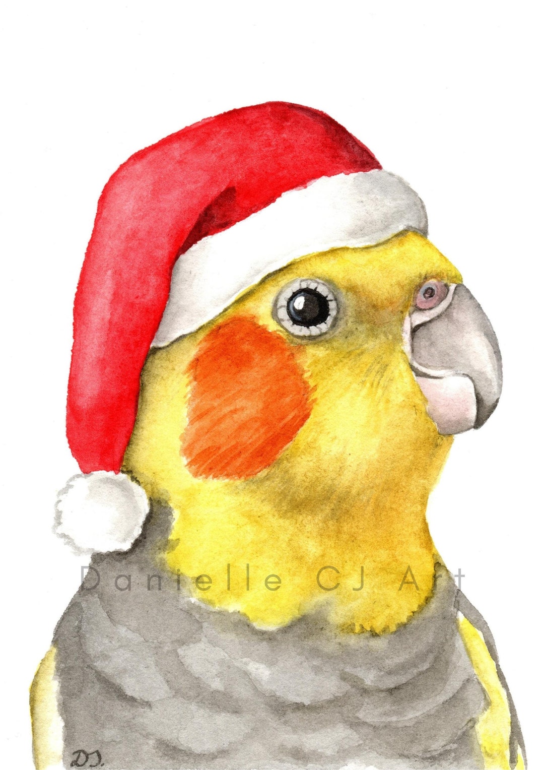 Digital Download - Watercolour Christmas Cockatiel Artwork - Etsy