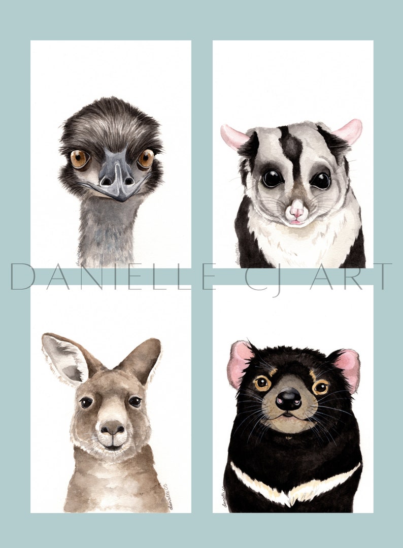 Set of 10 Australian Animal Prints Watercolour Australian - Etsy Australia