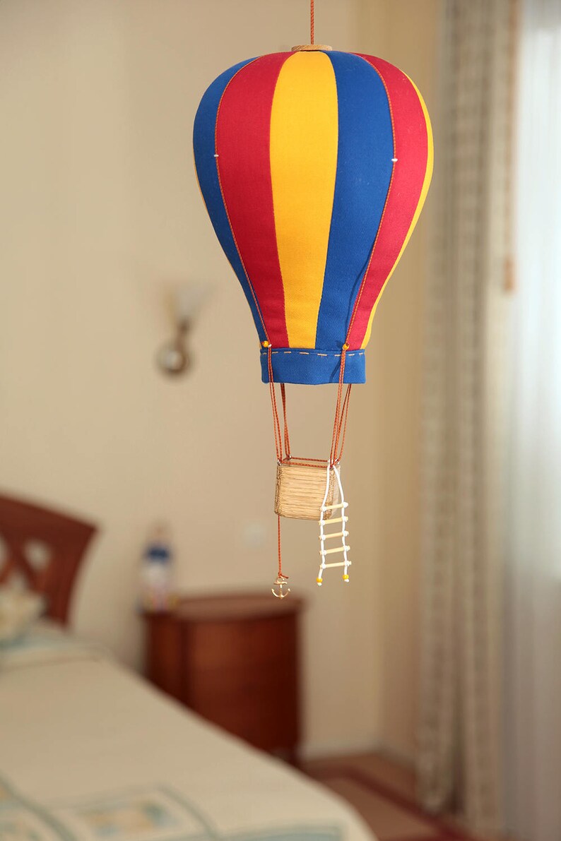Hot Air Balloon Mobile Fabric Air Balloon Wooden Basket | Etsy