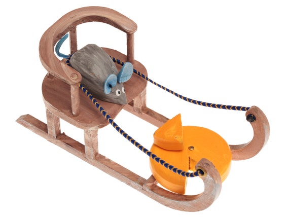 Wooden Sledge With Mouse and Cheese Сhristmas Decor Set Xmas - Etsy