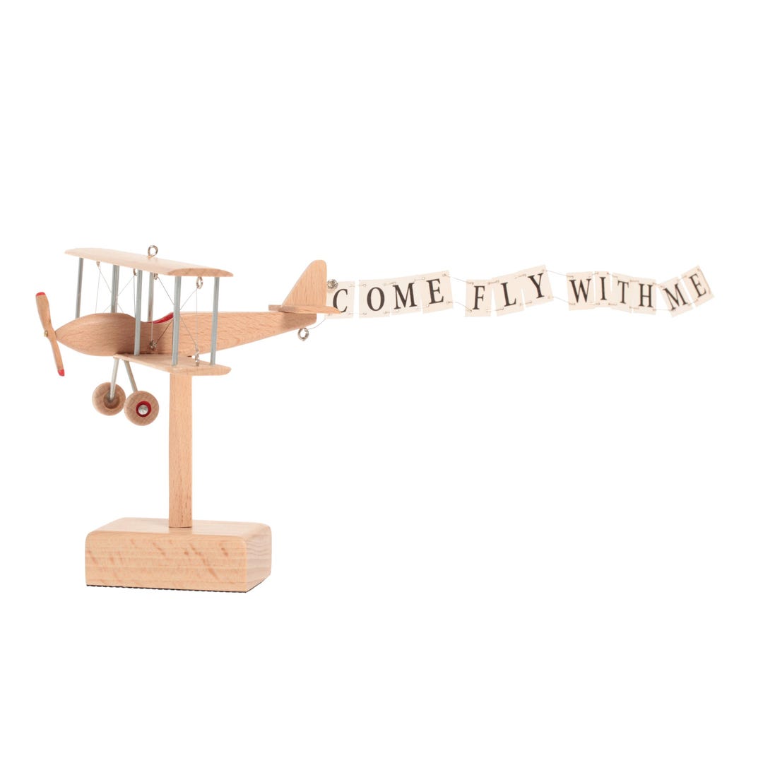 Handmade Beech Biplane Decor Come Fly With Me Banner, Desk Shelf ...