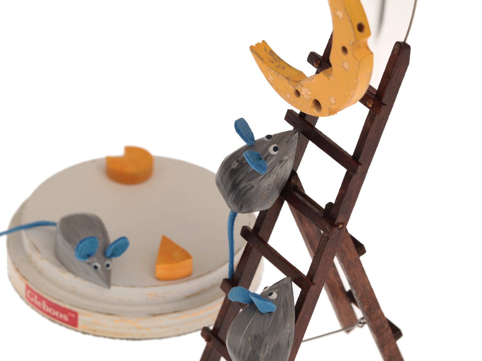 Mouse Moon Cheese Glass Cloche Figures Mice on Ladder Display - Etsy