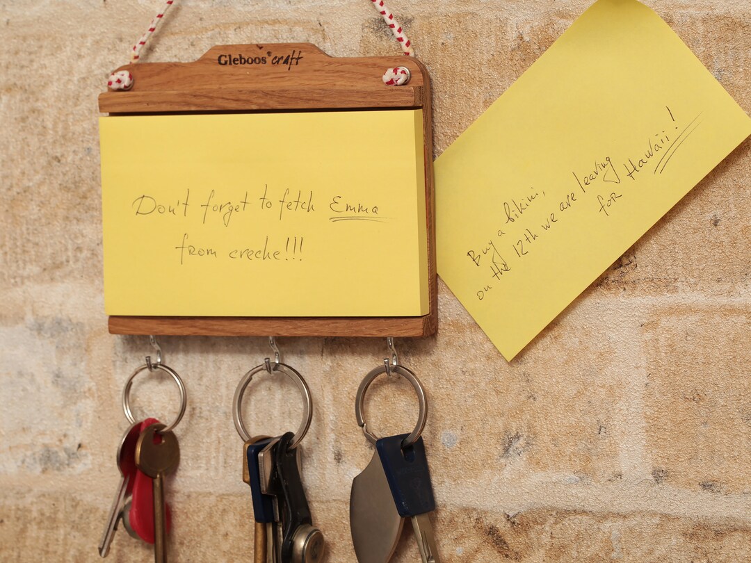 Hanging Key Holder - Note Holder, Entryway Wooden Key Hooks, Wall ...