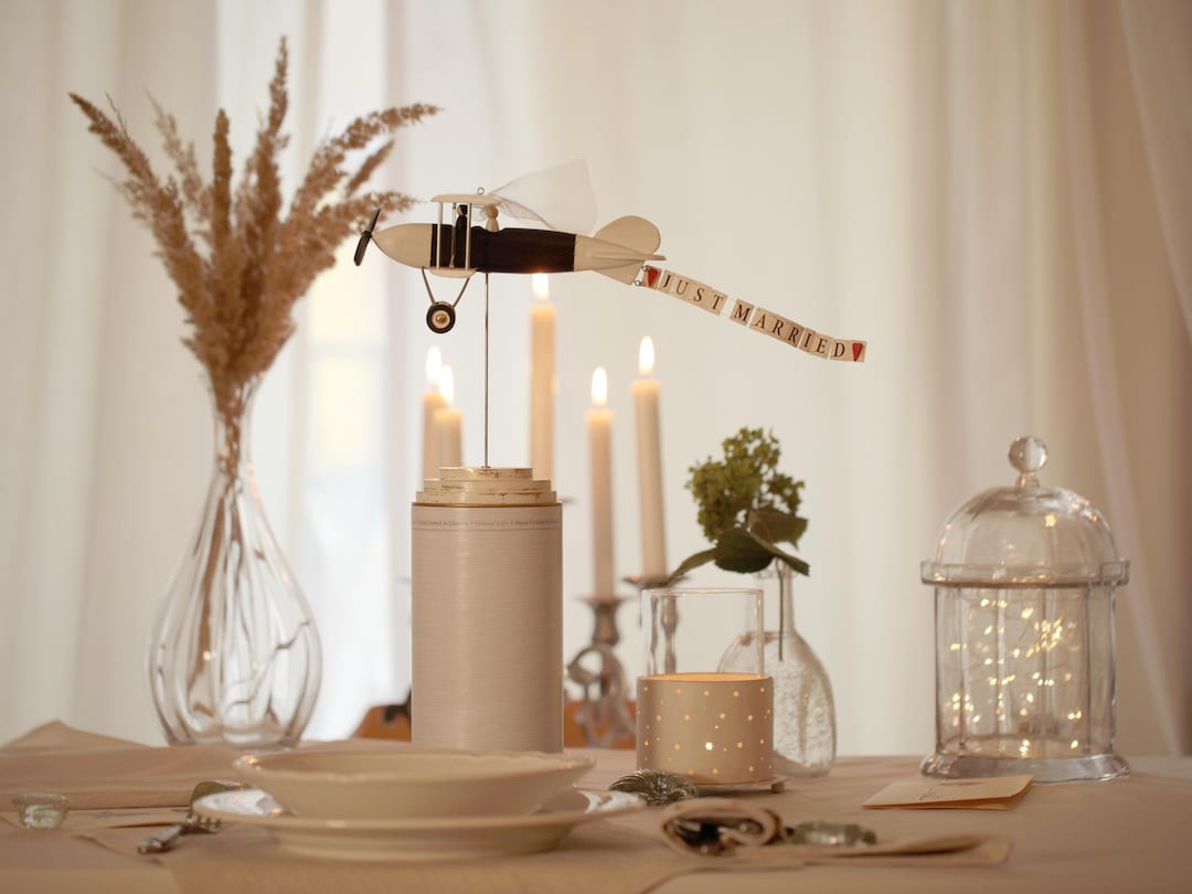 Wedding Airplane Centerpiece, Newlywed Figurines, Bridal Shower Gift - Etsy