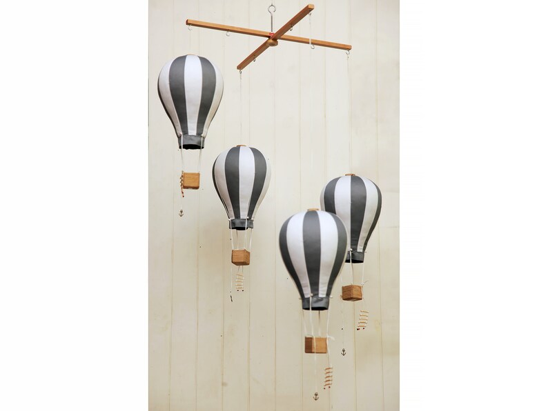 Hot Air Balloon Mobile Fabric Air Balloons Wooden basket | Etsy