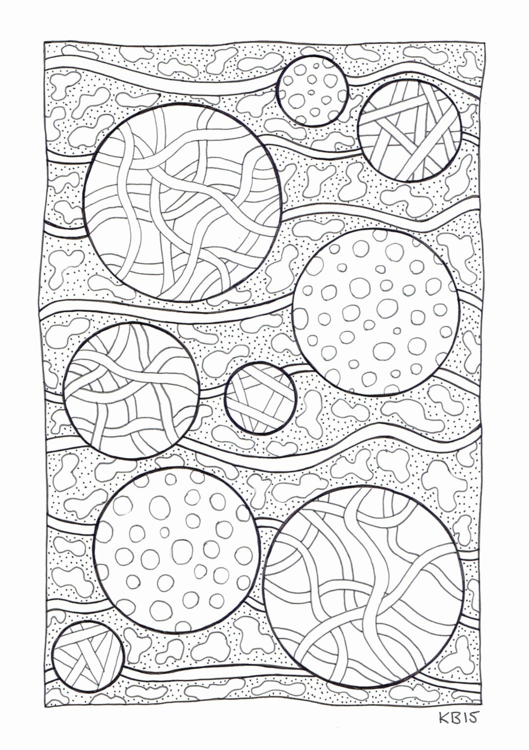 Adult Colouring Page - Circles and Squiggles - Etsy