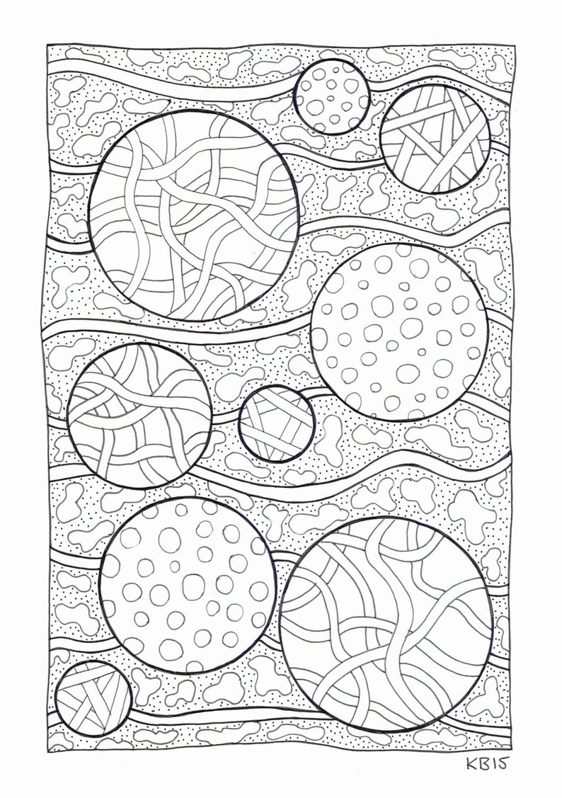 Adult Colouring Page - Circles and Squiggles - Etsy