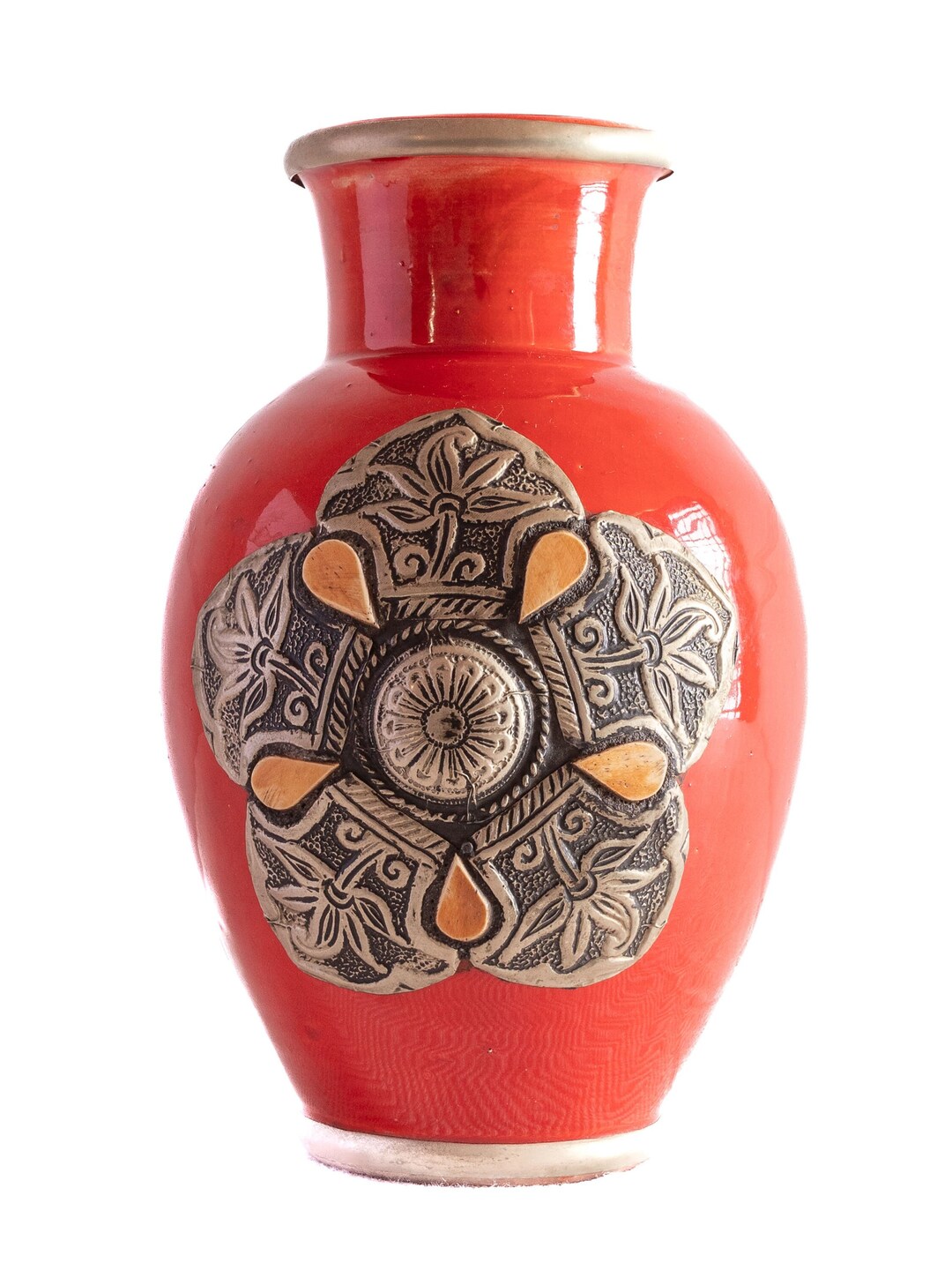 Large Moroccan Red Handmade Vase, Handpainted Glazed Clay Pottery Vase ...