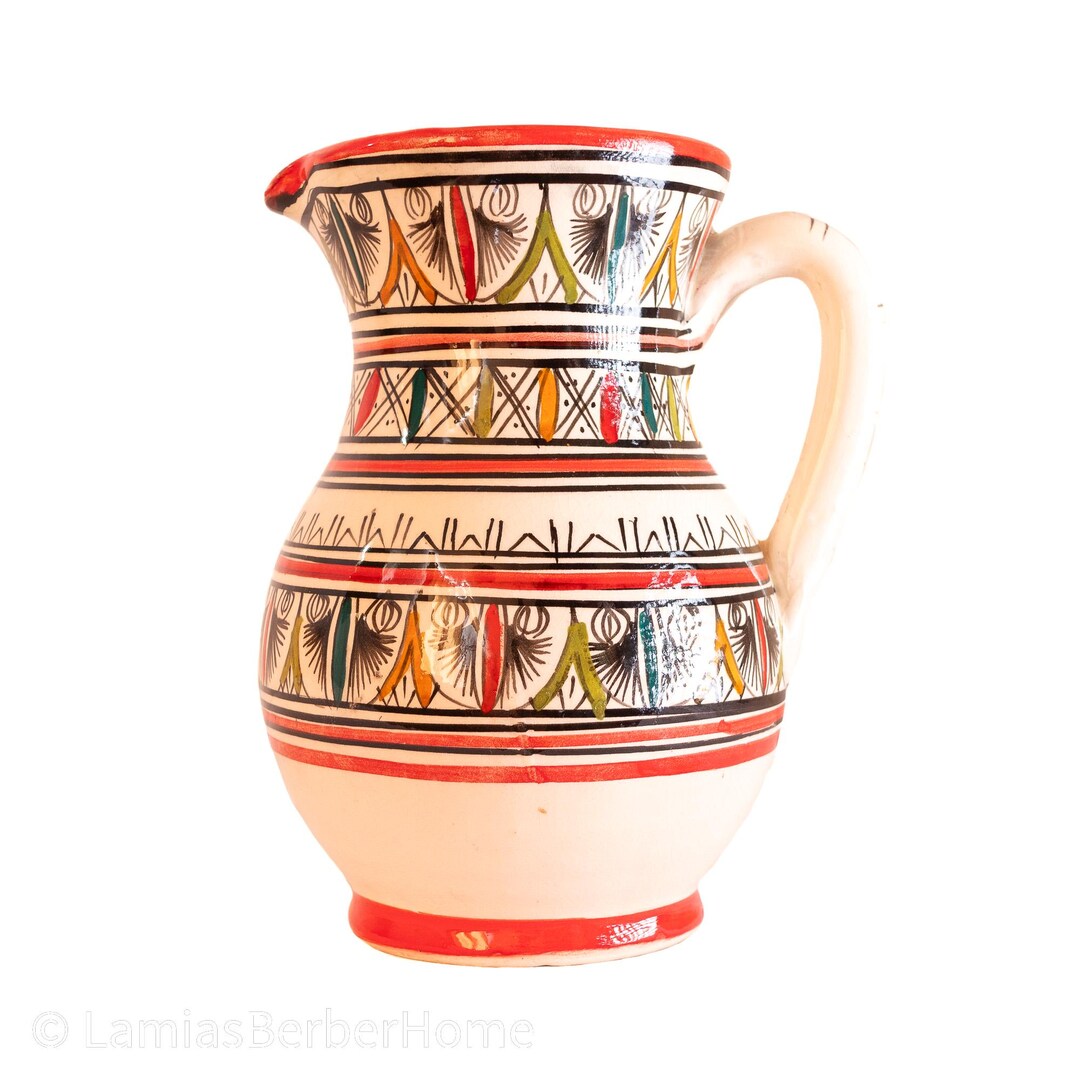 Ceramic Water Jug - Handmade Multi Colour Pottery - Jug Vase - Large ...