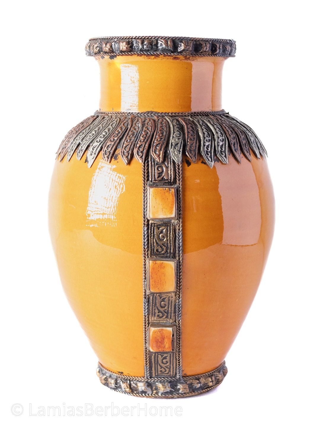 Yellow Vase, Handpainted Clay Pottery Vase, Decorative Ceramic Vase ...