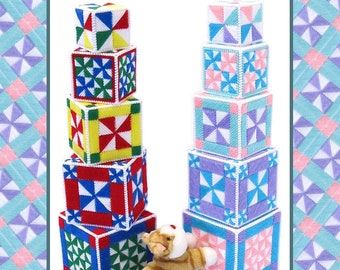 Pinwheel Stacking Blocks Plastic Canvas Pattern - Etsy