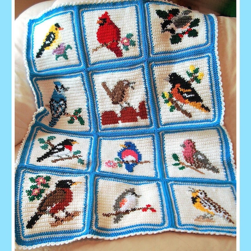 Crochet Birds Afghan - Etsy