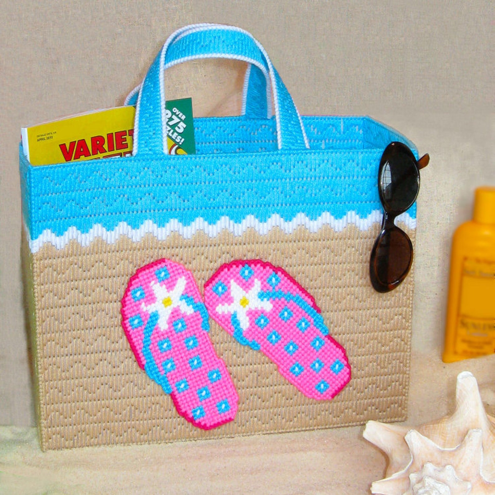 Plastic Canvas Pattern Download - Flip Flop Beach Bag - Etsy