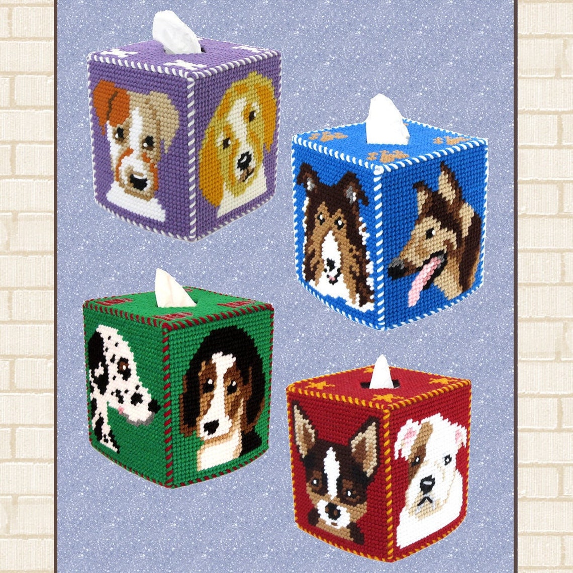 Plastic Canvas Pattern Download - Cute Canine Tissue Toppers - Etsy
