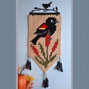Crochet Pattern Download - Autumn Blackbird Banner - Etsy