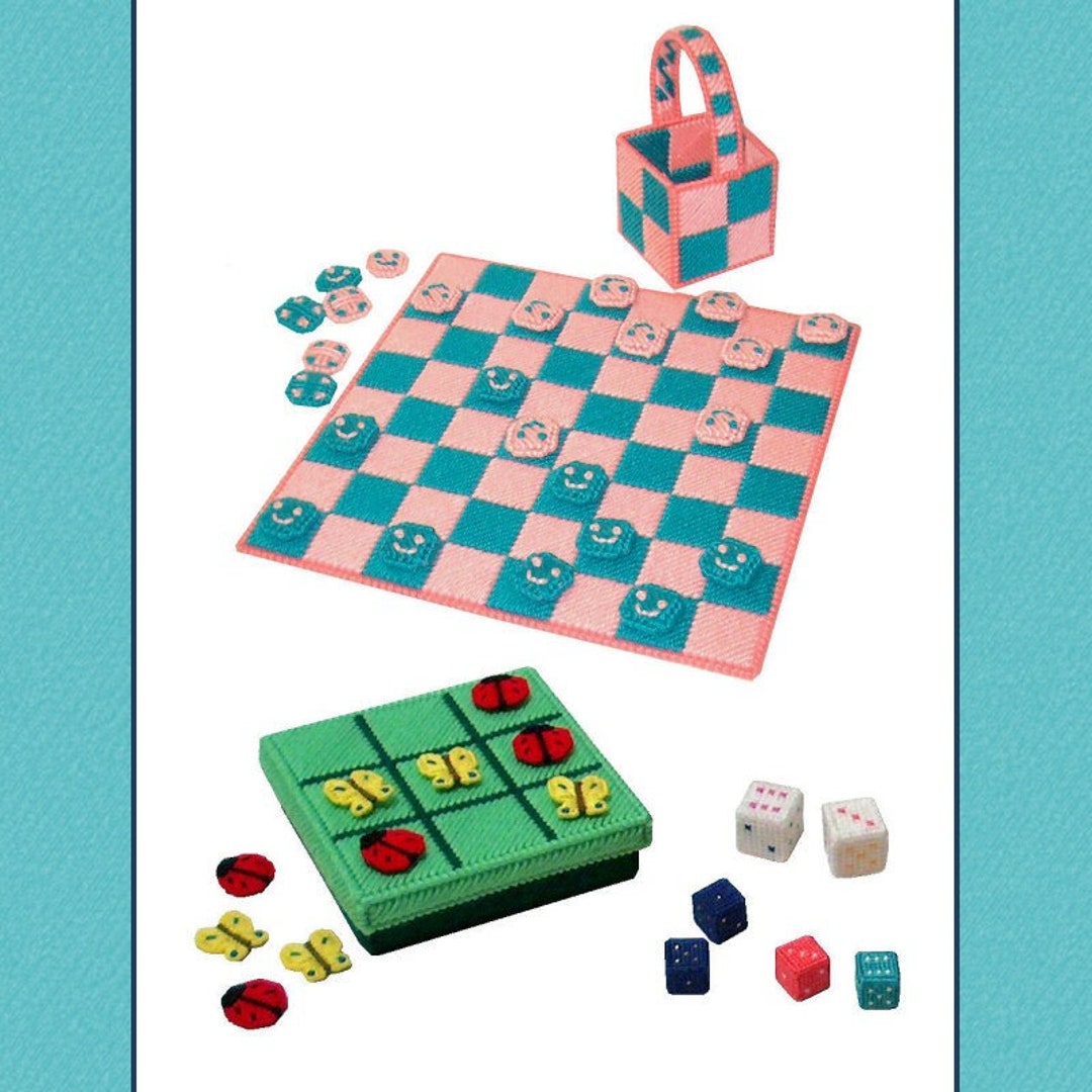 Plastic Canvas Pattern Download - Fun Games Pack - Checkers, Tic-tac ...