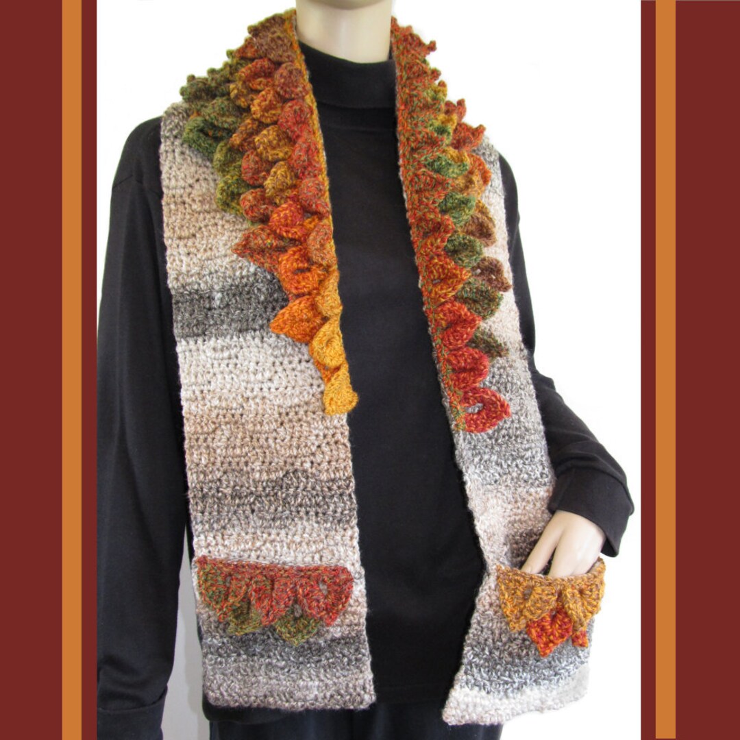 Crochet Pattern Download - Autumn Leaves Pocket Scarf - Etsy