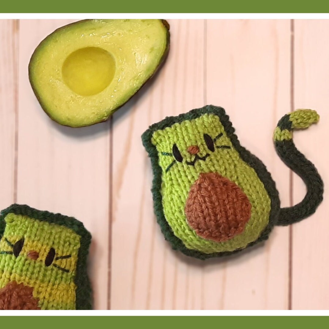 Knit Pattern Download - Little Avogato - Amigurumi Avocado Kitty - Etsy