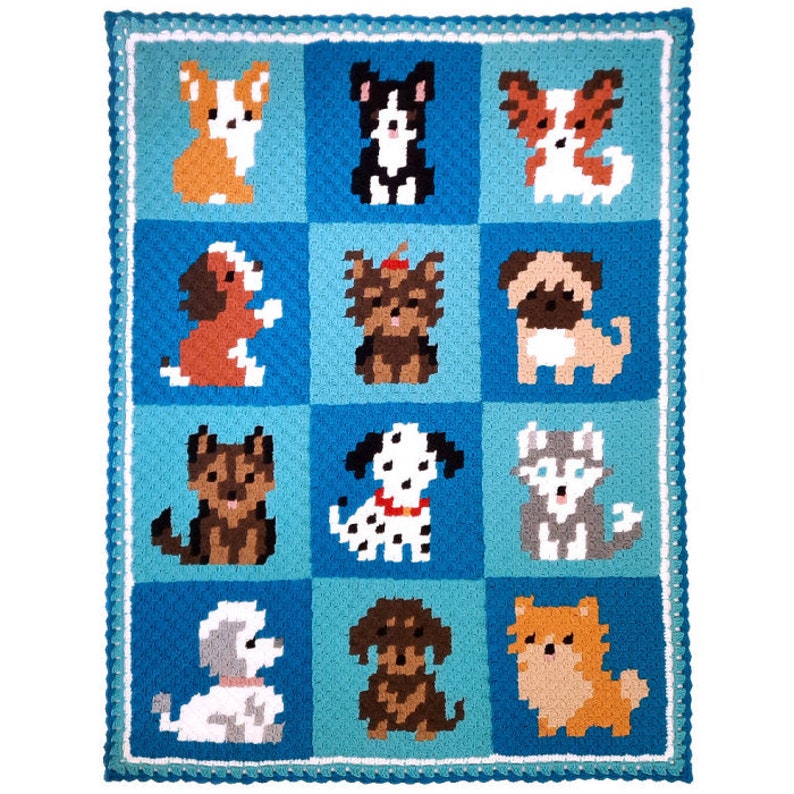 Crochet Pattern Download Puppy Corner Afghan Dog Lovers - Etsy