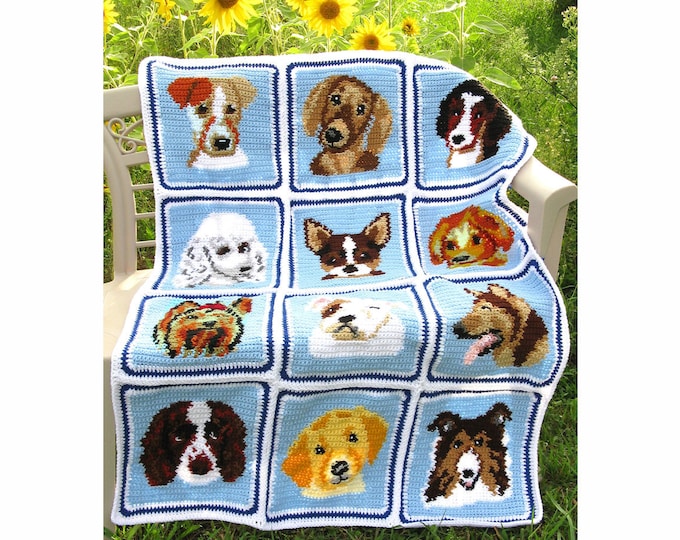 Crochet Pattern Download Cuddly Canines Afghan Dog Lovers - Etsy