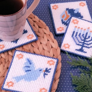 Plastic Canvas Pattern Download - Hanukkah Coasters Israel Star - Etsy