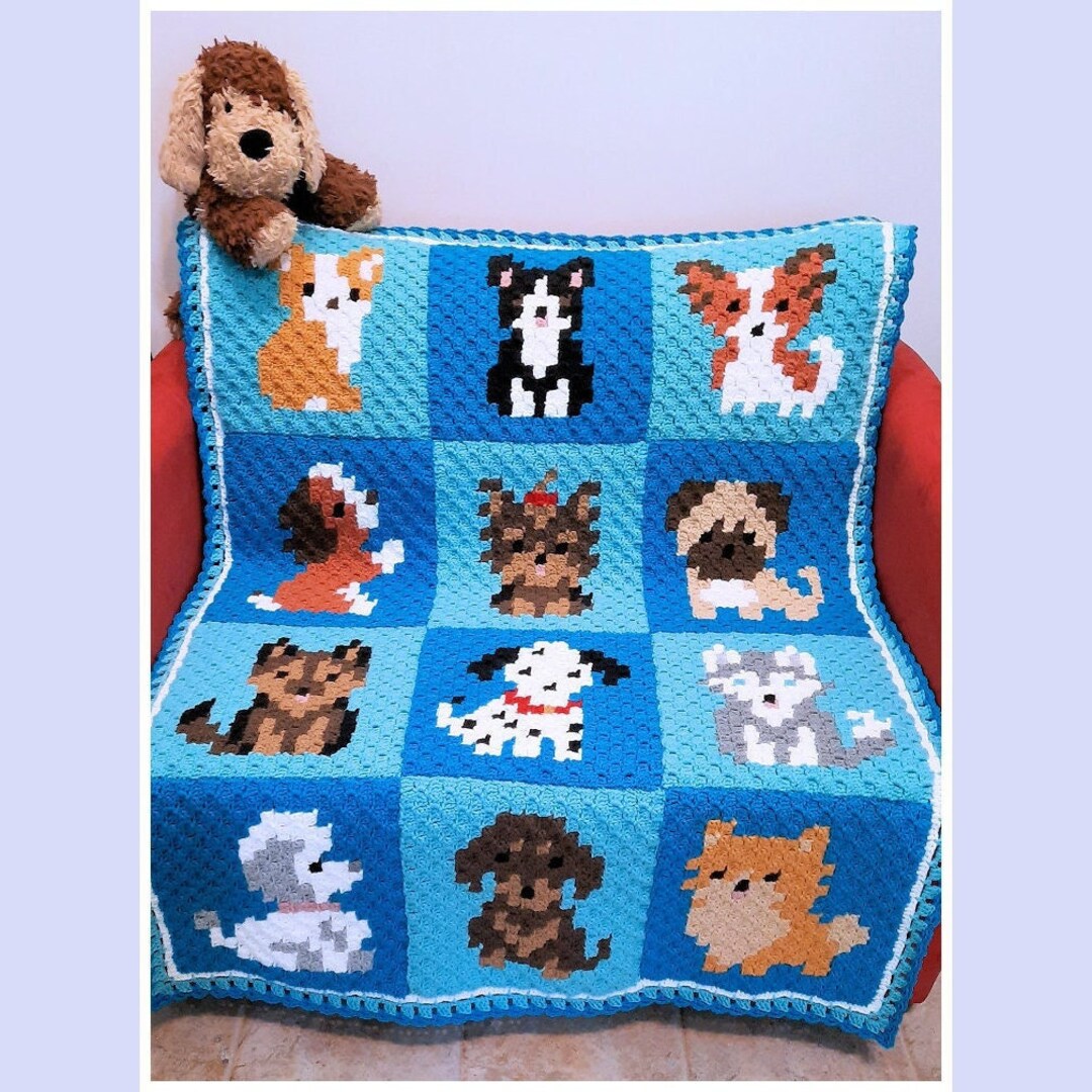 Crochet Pattern Download - Puppy Corner Afghan - Dog Lovers - Etsy