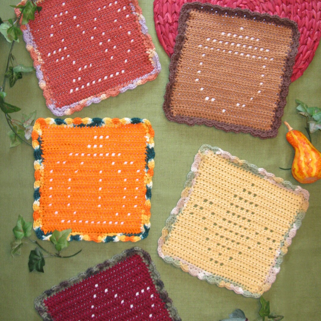 Crochet Pattern Download - Filet Autumn Dishcloths - Etsy