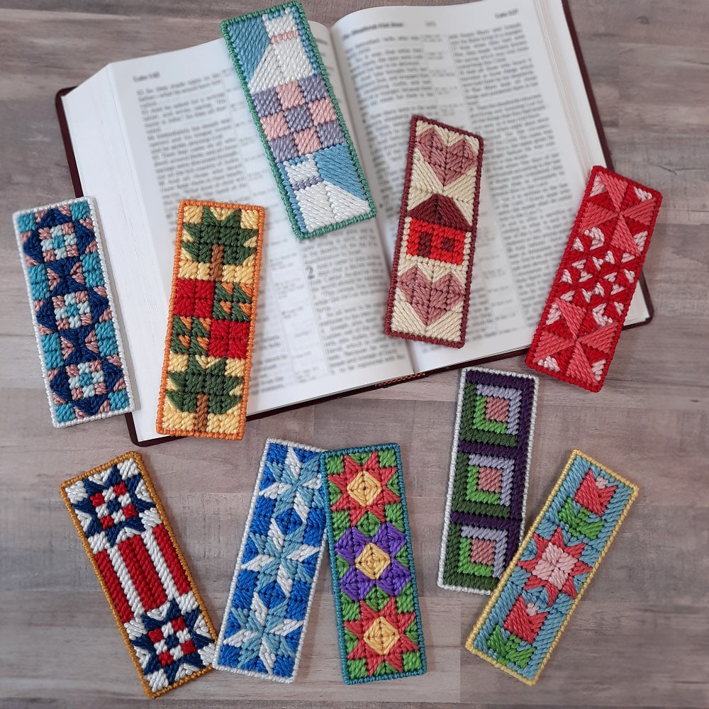 Plastic Canvas Pattern Download - Quilt Bookmarks for 7-count Canvas - Etsy