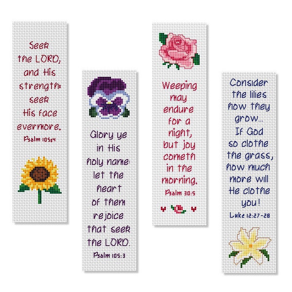 Cross Stitch Pattern Download 4 Bible Bookmarks - Etsy
