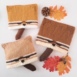 Knit Pattern Download - Sleepy Tails, Too Hats, Puppy, Chipmunk, Red ...