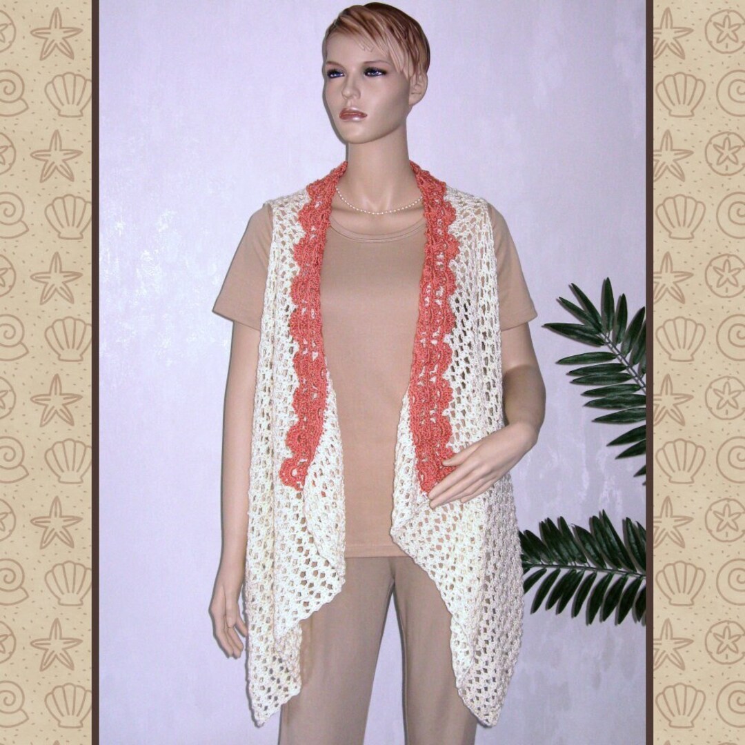 Crochet Pattern Download - Coral Sands Vest - Fashion, Stylish, Shawl ...