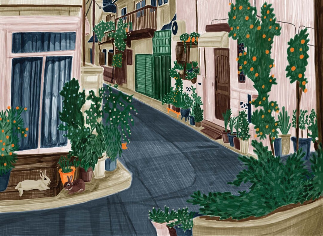 Rabbit Street Illustration A3 - Etsy