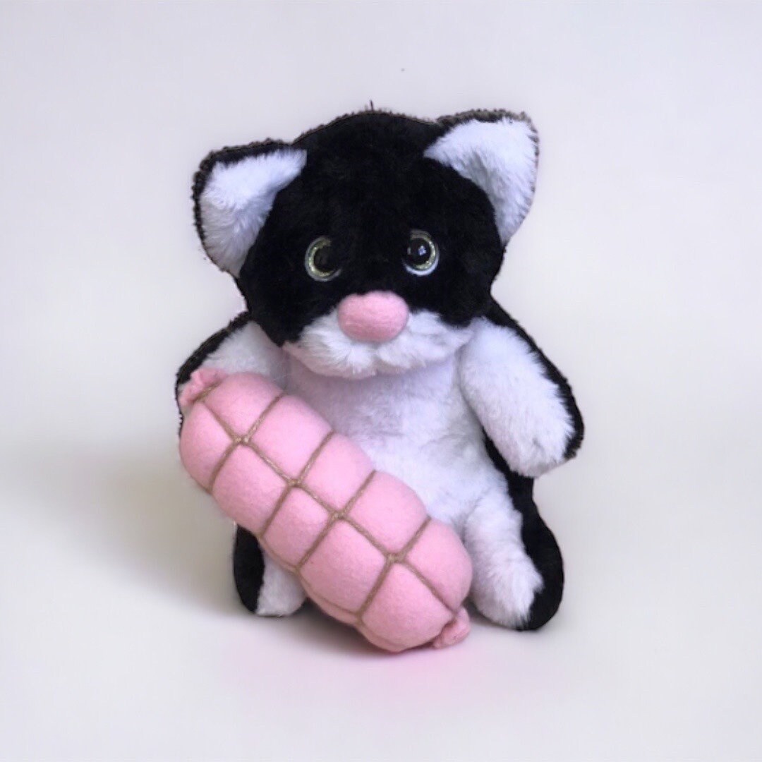 Plush Toy Cat With Sausage, Black and White Cat Doll, Funny Interior ...
