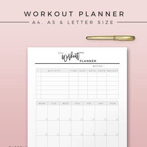 Fitness Planner, Printable Planner Inserts, Workout Log, Health and ...