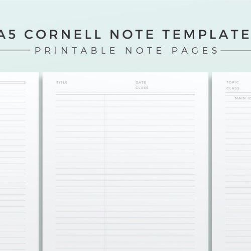 SIMPLE Cornell Note Template Printable Note Inserts - Etsy