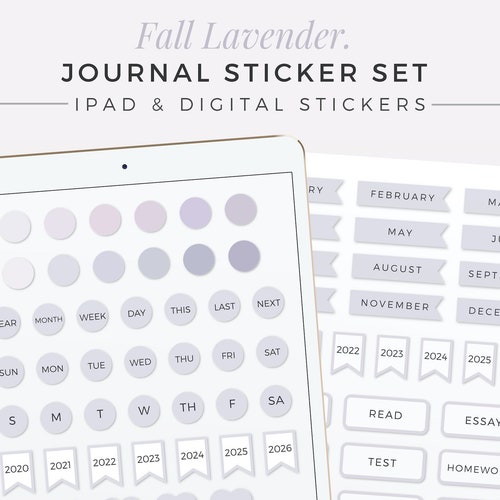 FALL LAVENDER Journal Stickers Digital Stickers Neutral - Etsy