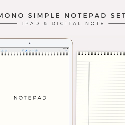 Mono Simple Ipad Notepad Set Digital Note Template Hyperlink - Etsy