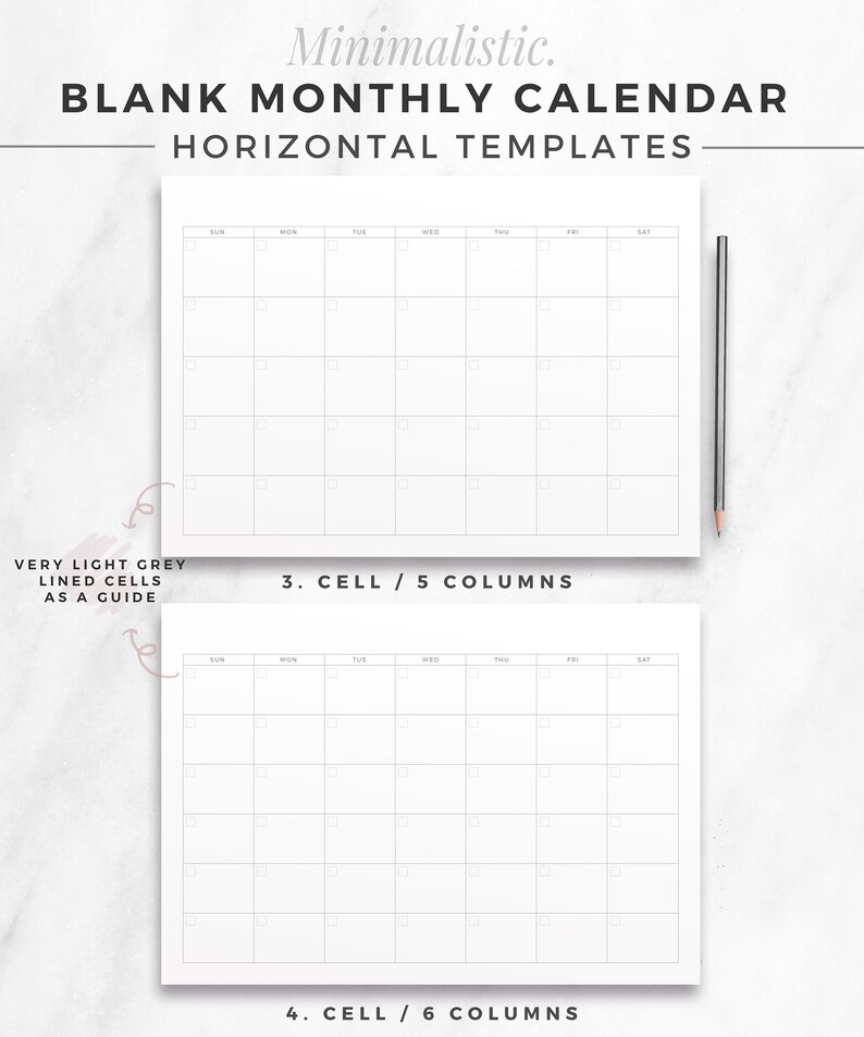 MINIMALISTIC Blank Calendar | A4 & LETTER | Empty Printable Calendar ...