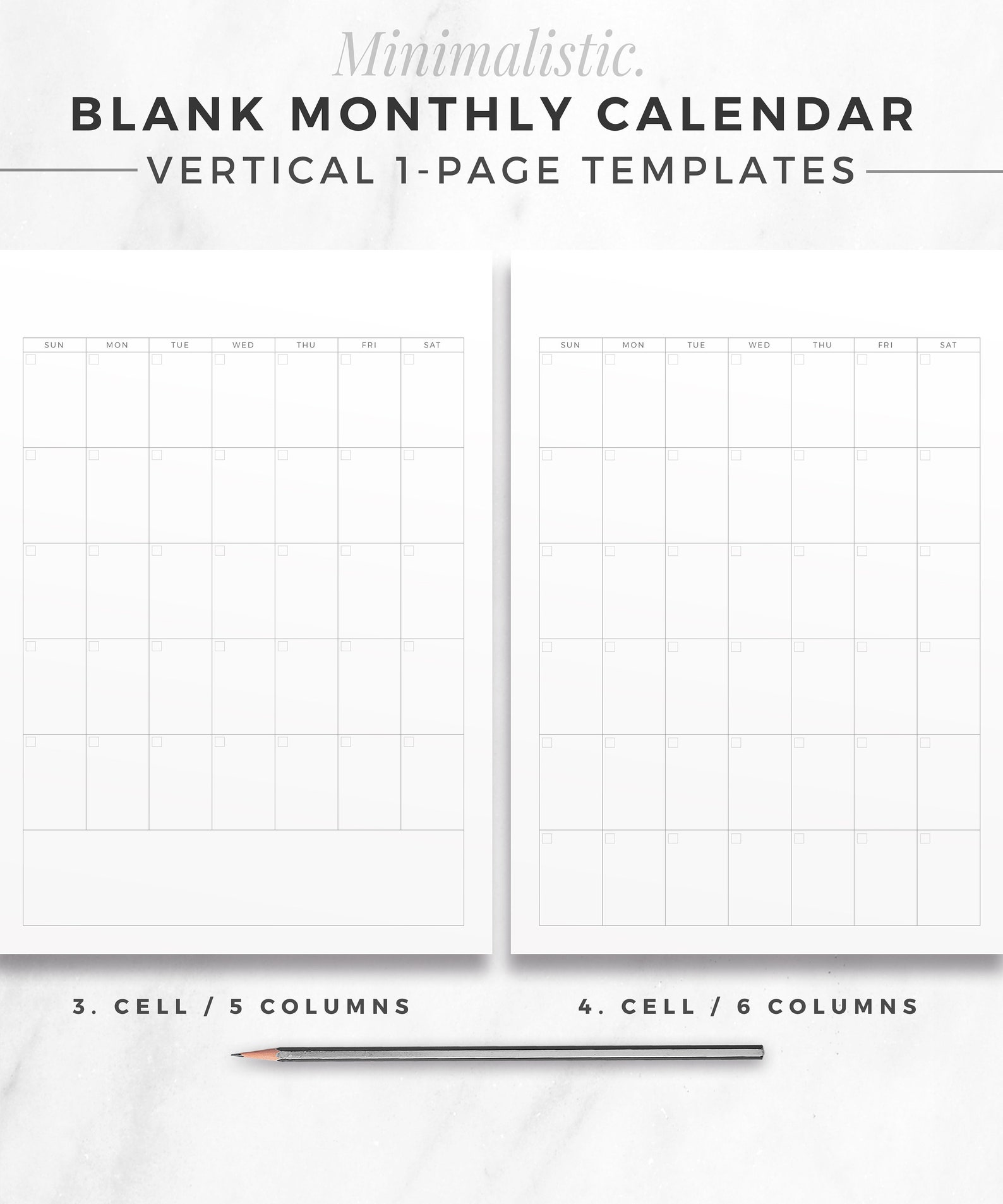 MINIMALISTIC Blank Calendar | A4 & LETTER | Empty Printable Calendar ...
