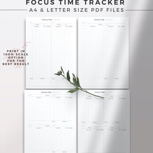 ANISE Focus Time Tracker | A4 & LETTER | Printable Planner Insert ...