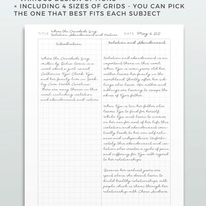 SIMPLE Half Grid Note Template | A4 & LETTER | Printable Note Inserts ...