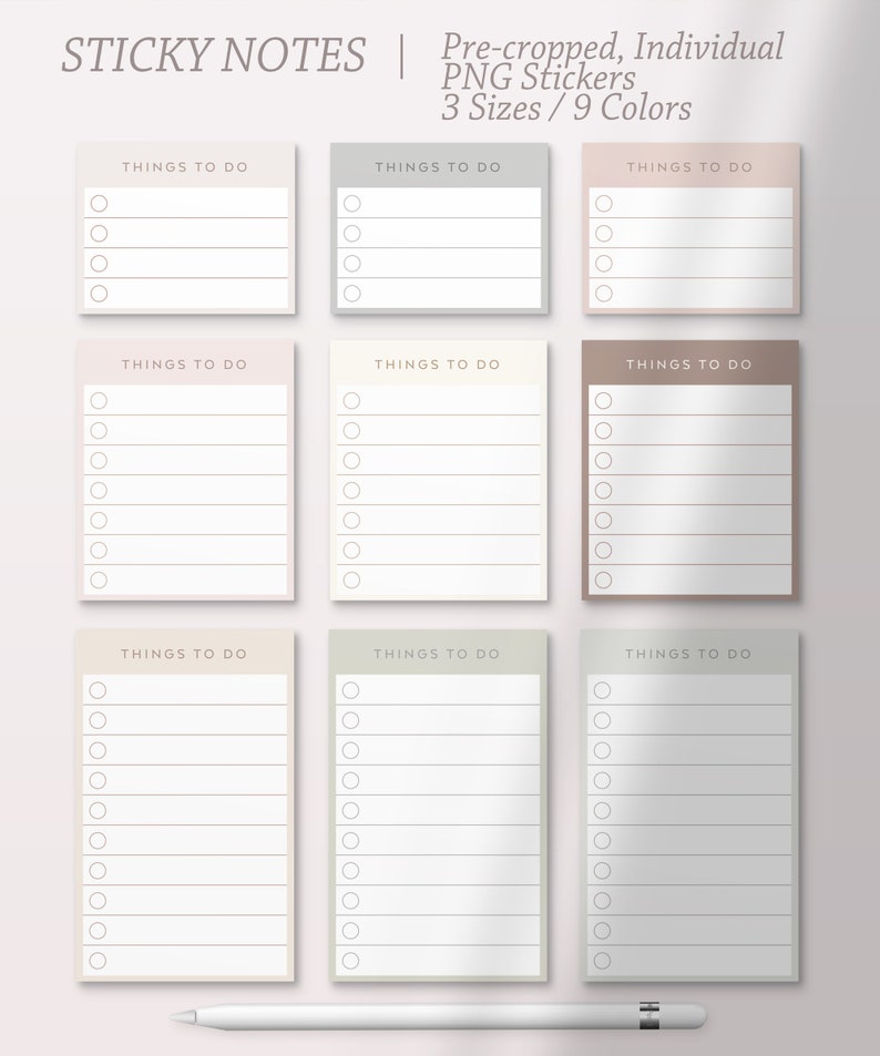 NEUTRAL To-do Sticky Notes iPad Aesthetic Stickers, Digital Planner ...
