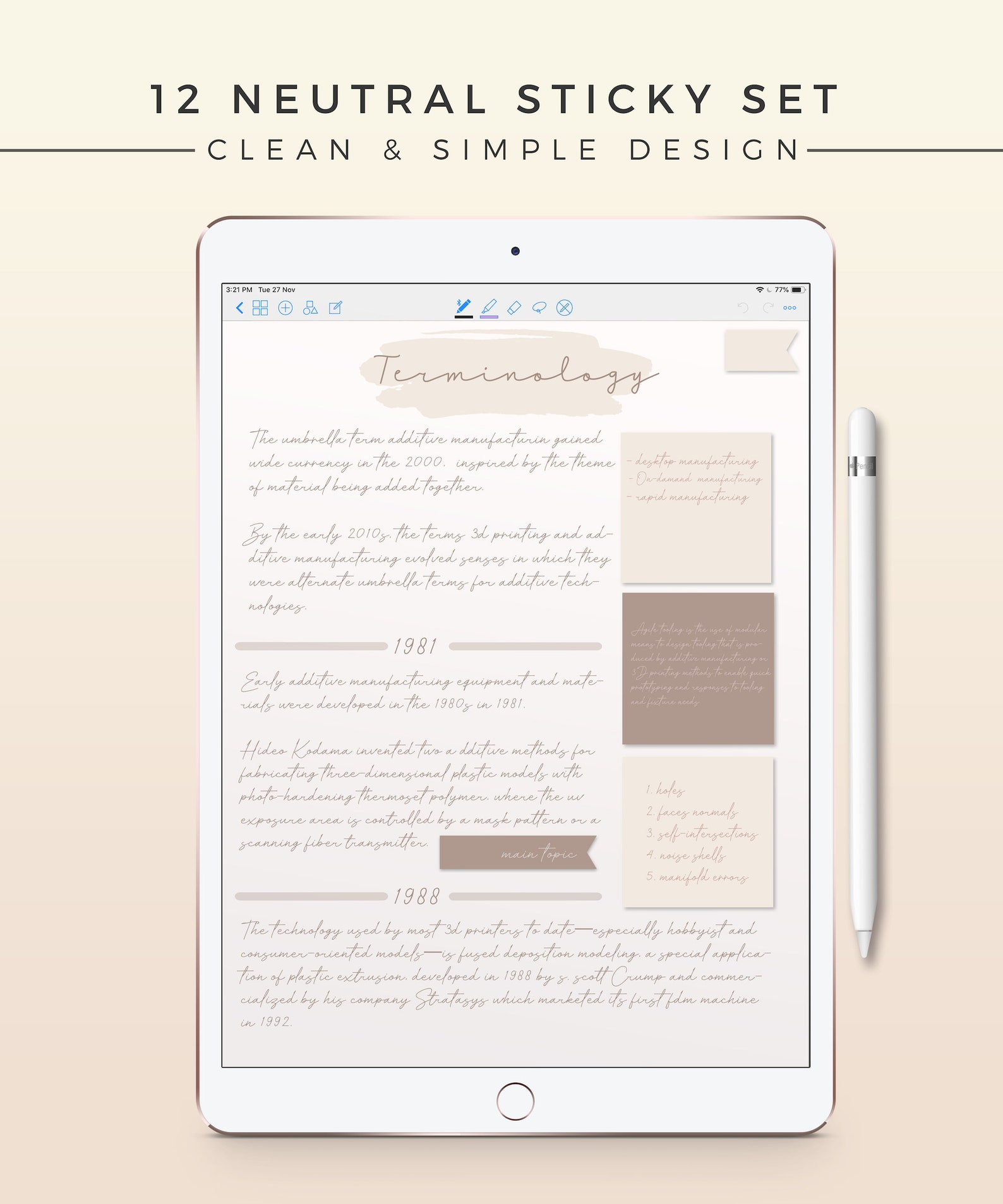 12 Neutral Sticky Notes Ipad Sticky Note Digital Planner - Etsy